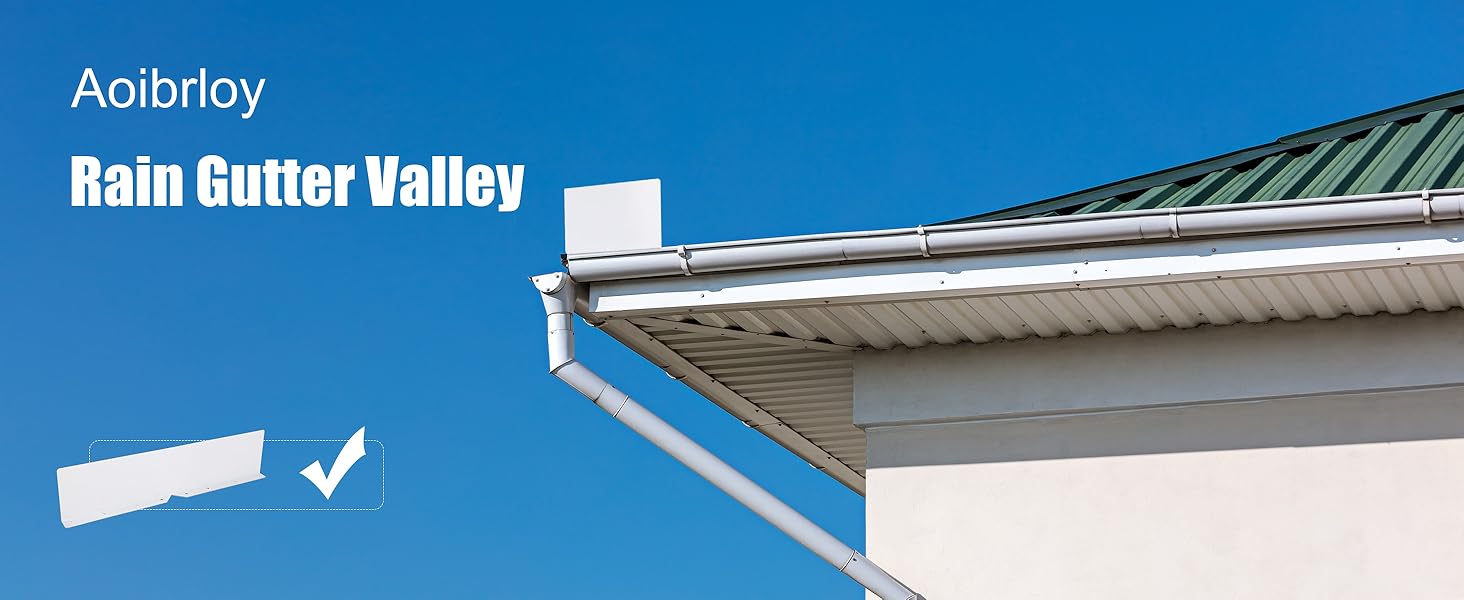 Aoibrloy 2PCS White Gutter Valley Splash Guards for Roof, Aluminum Rain ...