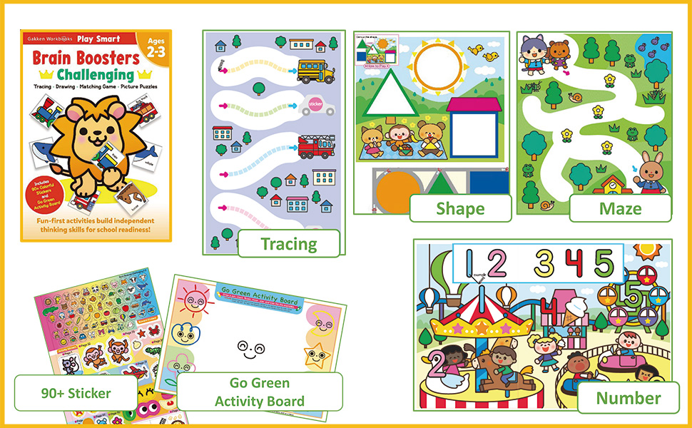 Play Smart Brain Boosters: Challenging - Age 2-3: Pre-K Activity Workbook : Boost independent ...