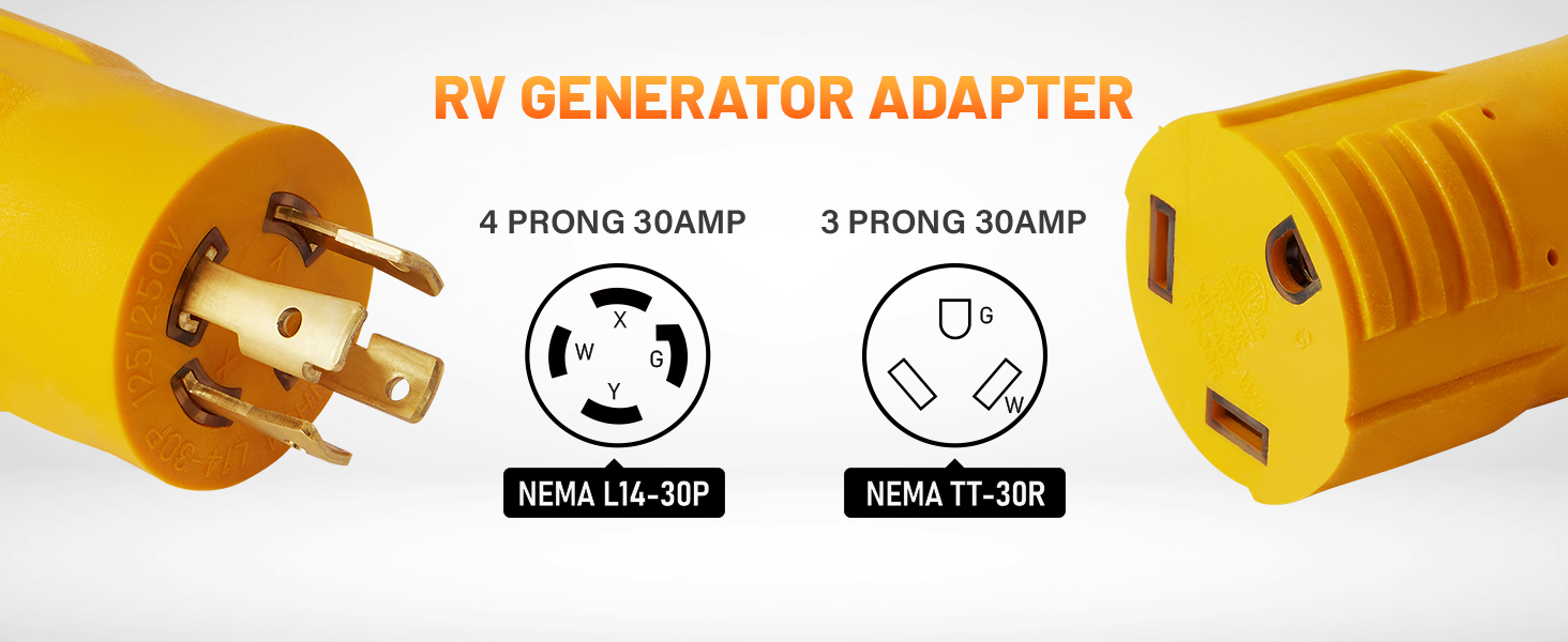 Amazon.com: MECMO NEMA L14-30P to TT-30R 30 Amp RV Generator Adapter, 4 Prong Locking 120/240V ...