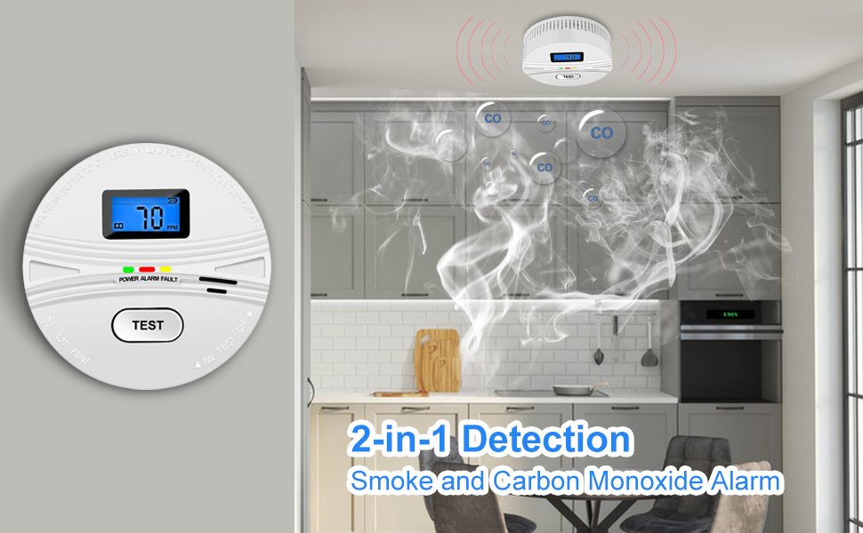Combination Smoke Carbon Monoxide Alarm Detector Powered by Battery,Smoke Detector Carbon ...