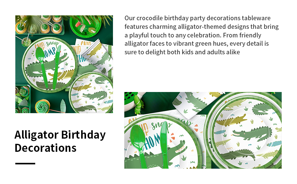 Amazon.com: Xigejob Alligator Party Decorations Tableware- Alligator ...