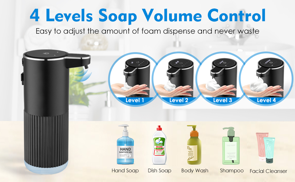 Amazon.com: XINKORA Automatic Foaming Soap Dispenser, 4-Level Adjustable Electric Foam Hand Soap ...