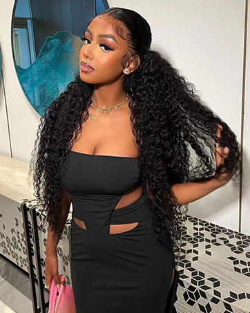 Amazon.com : LYBYL 13x4 Deep Wave Lace Front Wigs Human Hair Pre Plucked HD Transparent Lace ...