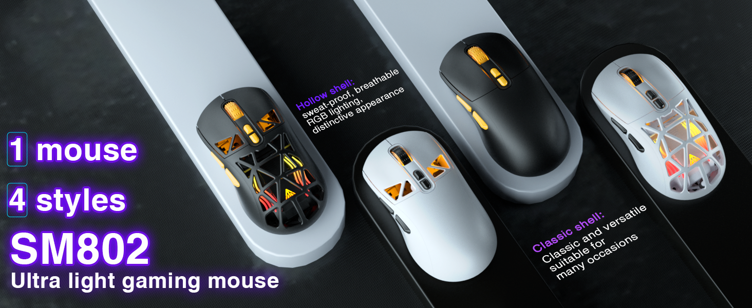 Amazon.com: SOLAKAKA SM802 White Wireless Gaming Mouse,10000 DPI,Tri-Mode Wired/BT 5.0/2.4GHz ...