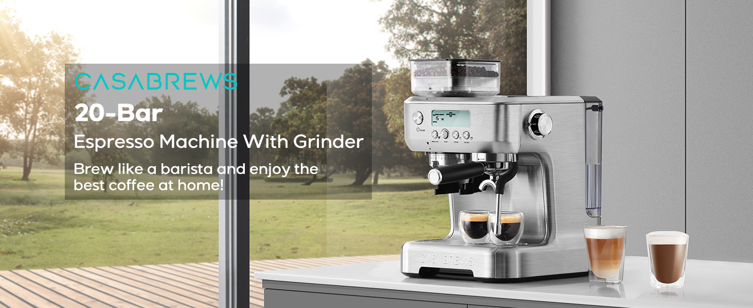Amazon.com: CASABREWS Espresso Machine with Grinder, Barista Espresso Maker with Milk Frother ...