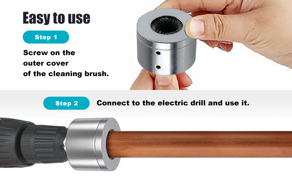 CNQLIS 1/2" Copper Pipe Cleaner for Power Drill - Fullmetal Tube Cleaning Brush，Metal Pipe ...