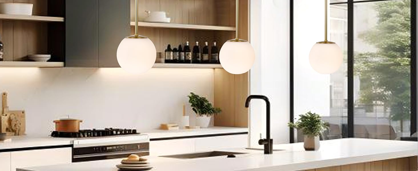 Modern Gold Globe Pendant Light Kitchen Pendant Lighting Over Island ...