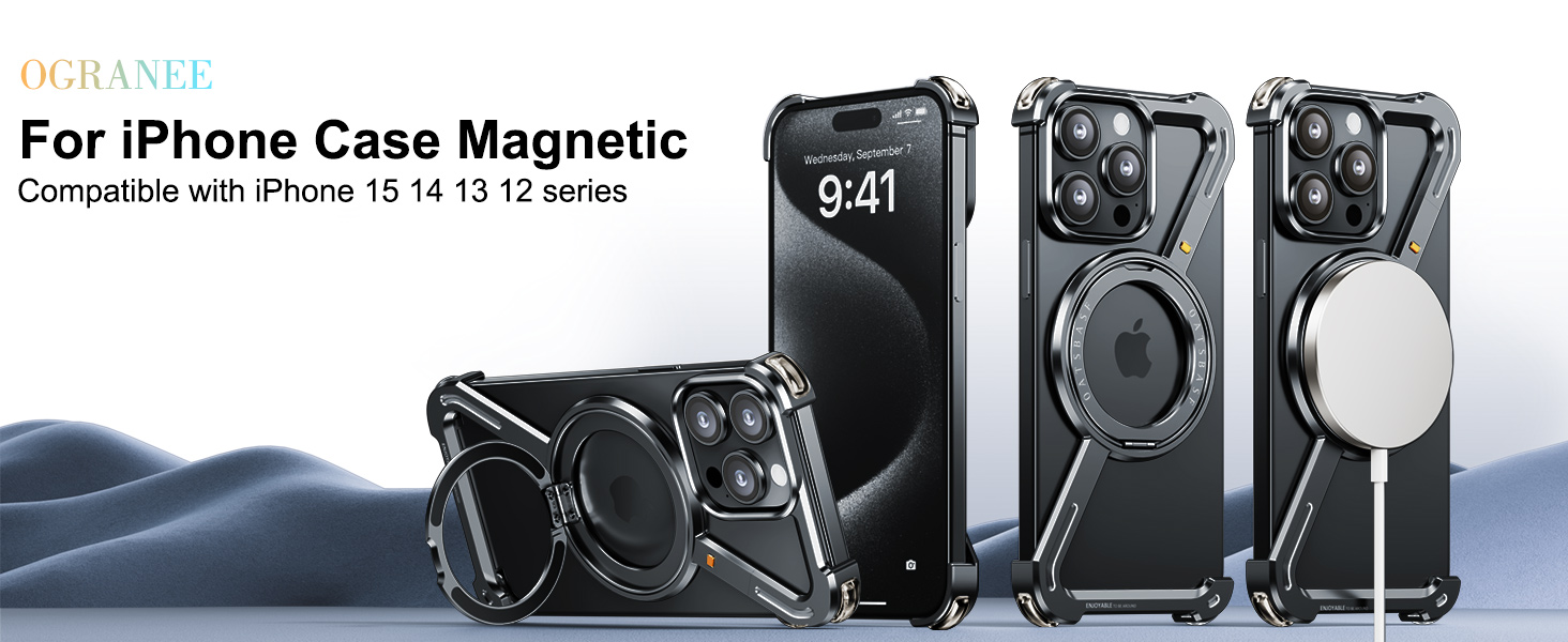 Amazon.com: Ogranee Z Case for iPhone 15 Promax Frameless, with Magsafe Kickstand 360° Rotatable ...
