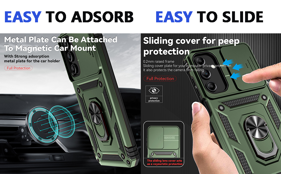 Amazon.com: KEYUJIE for Galaxy A15 5G Phone Case,with HD Screen Protector,[Slide Camera Cover ...