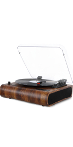 Amazon.com: VOSTERIO Bluetooth Record Player, 3 Speed Turntable with ...