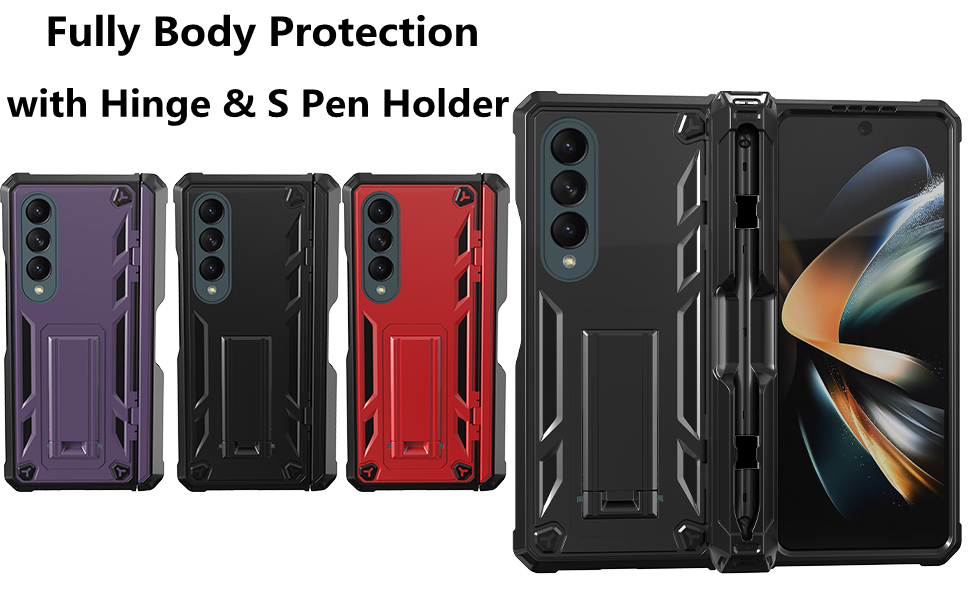 Amazon.com: KJSK for Samsung Galaxy Z Fold 4 Case,with S Pen Holder+Belt Clip Holster+Built-in ...