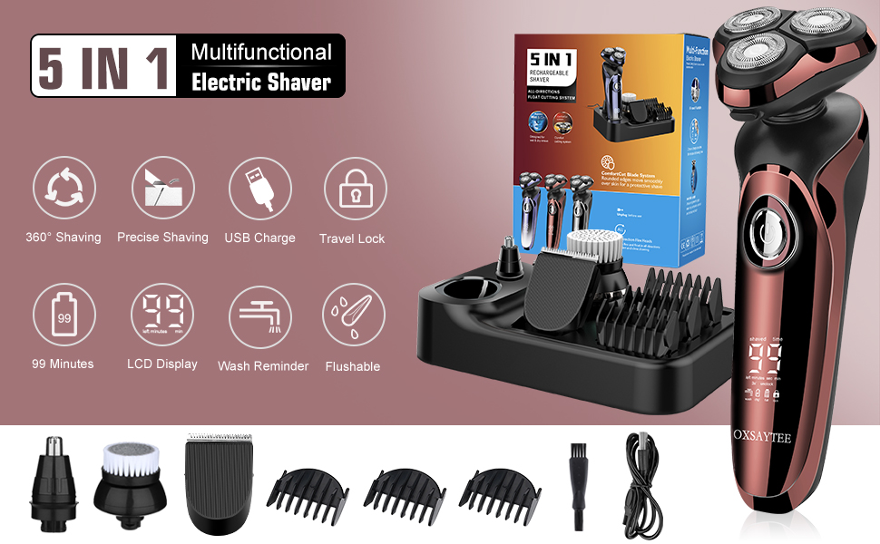 Amazon.com: 4-in-1 Electric Shaver Men's Electric Razor Cordless Face ...