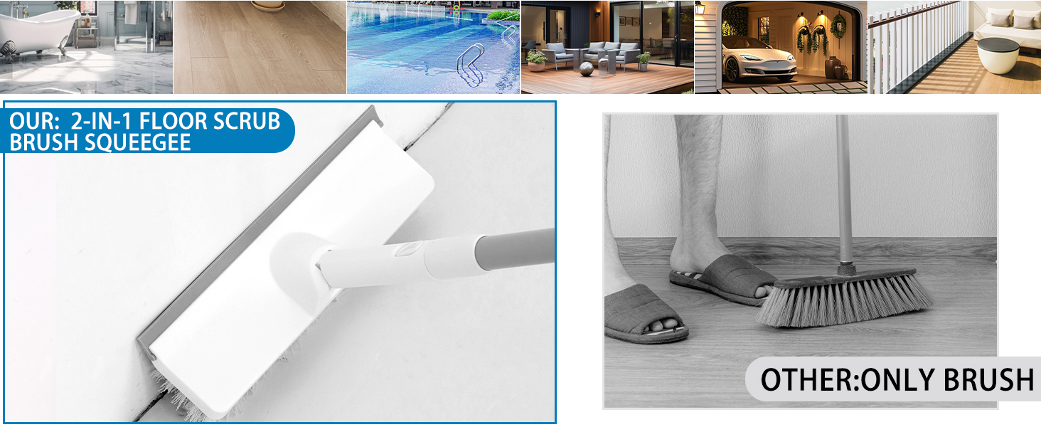 Amazon.com: Wlich Floor Scrubbing Brush, 2-in-1 Floor Scrub Brush with ...