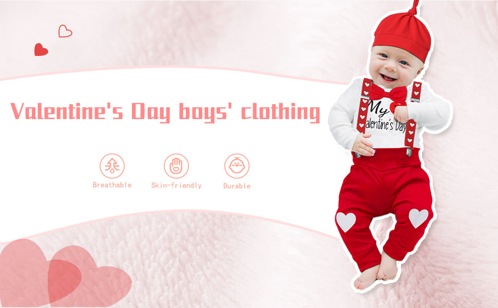 Amazon.com: Dearnow Baby Boy Valentines Day Outfit My First Valentines Day Long Sleeve Romper ...
