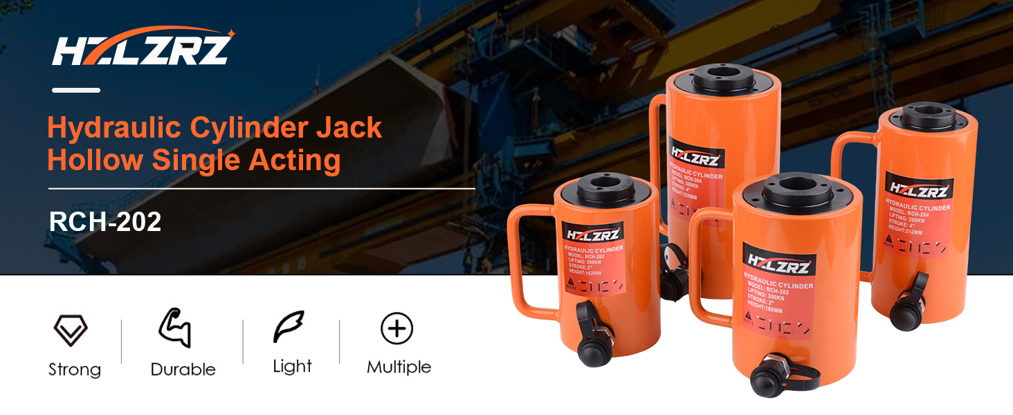 HZLZRZ 20T Hydraulic Cylinder Jack Hollow Single Acting Hydraulic Ram Cylinder, Hydraulic ...