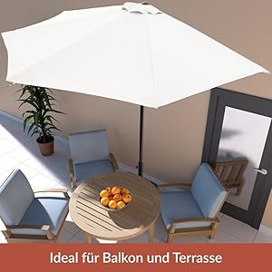 Kingsleeve® Sonnenschirm Halbrund 2,7m Abdeckung UV-Schutz 80+ Balkon Terrasse Halbschirm ...