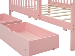 Amazon.com: Bellemave Girls Full Bed Frame with Storage Drawers and Both Sides Guardrails, Kids ...