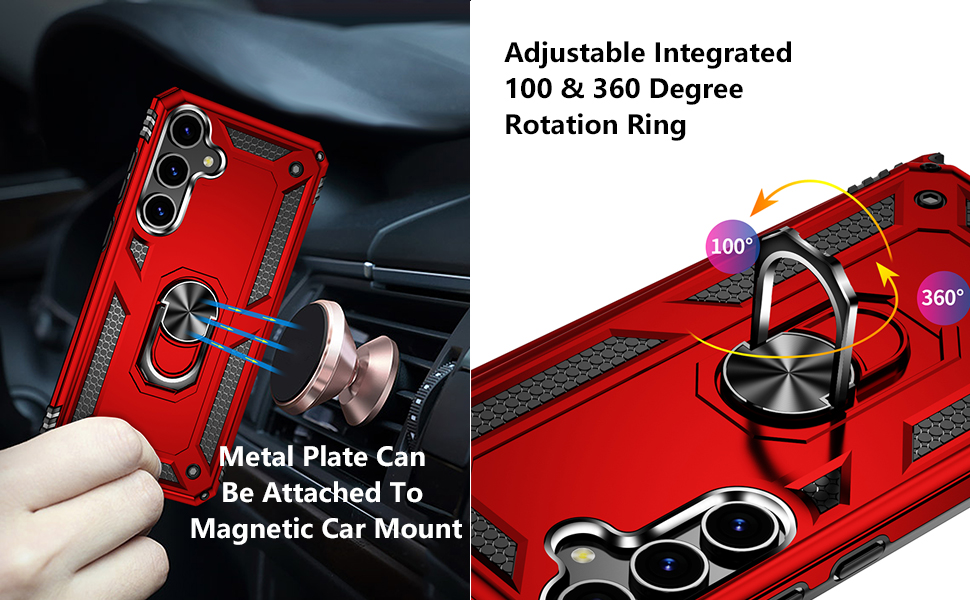 Amazon.com: Military Grade Drop Impact Case for Samsung Galaxy S24 Plus 5G - 360 Metal Rotating ...