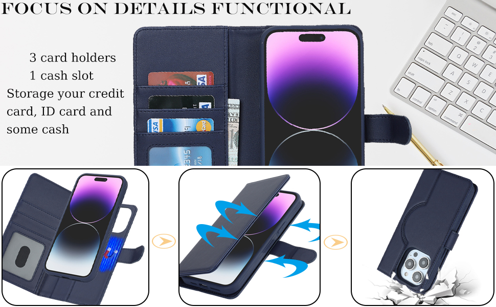 Amazon.com: Havaya for iPhone 14 pro max Phone case Wallet for Men,for iPhone 14 pro max Wallet ...