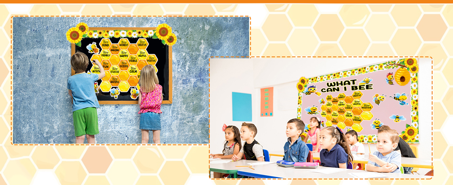 Amazon.com: 66 Pieces Bee Bulletin Board Decorations - Bee Hive Theme ...