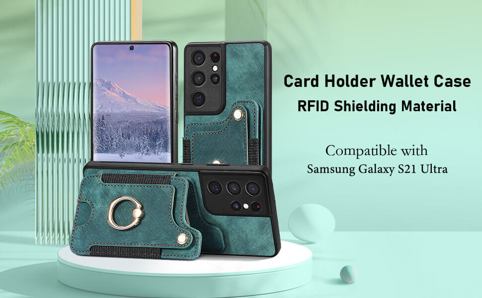 Amazon.com: JanCalm for Samsung S21 Ultra Case Card Holder Wallet, Ring Stand, RFID Blocking ...