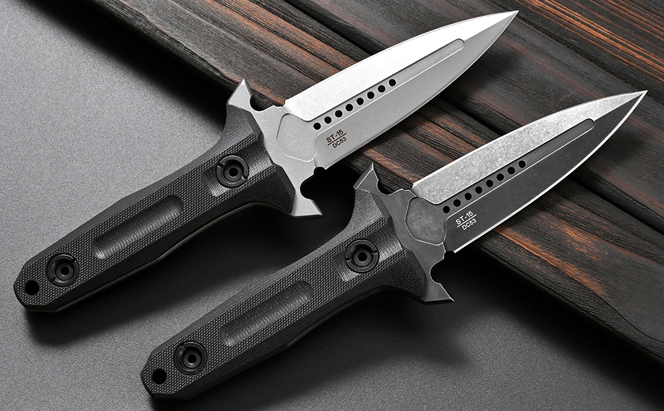 Amazon.com : Sitivien ST15 Fixed Blade Knife DC53 Black Stonewashed Steel Blade G10 Handle Full ...