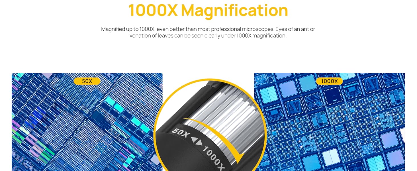 Ulefone uSmart C01 Digital Microscope Camera 50X-1000X, 8 LEDs ...