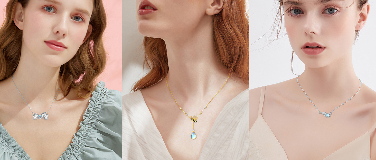 Amazon.com: OUTANG Butterfly Necklace for Women 925 Sterling Silver Moonstone Butterfly Heart ...