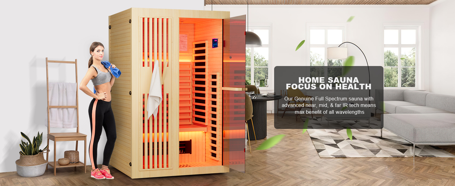 Amazon.com : MEISSALIVVE Full Spectrum Sauna for Home,1~2 Person Indoor Infrared Sauna Room with ...