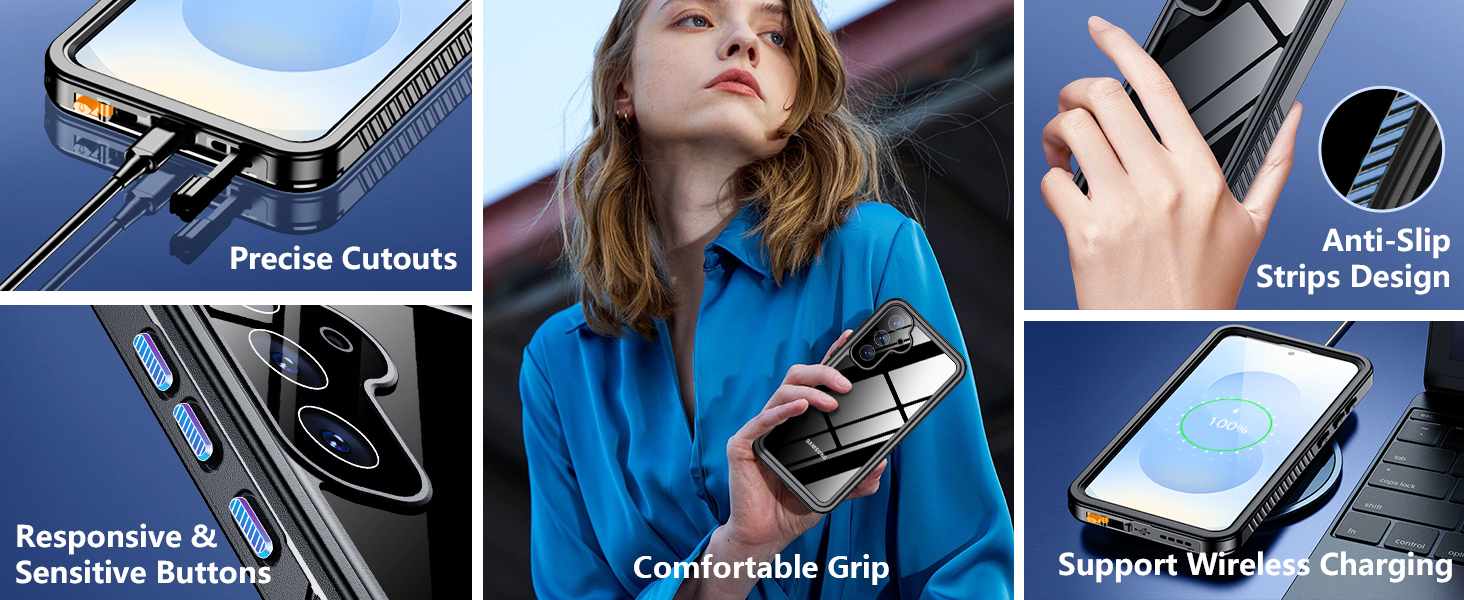 Amazon.com: Temdan Designed for Samsung Galaxy S25 Case Waterproof, Built-in Lens & Screen ...