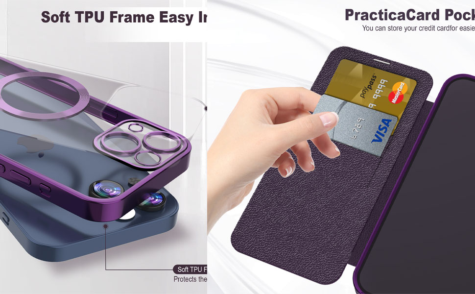 Amazon.com: Custom PU Leather Phone Case with Your Photo Name- Card Holders,Wireless Charging ...