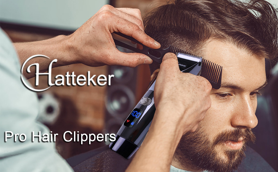 Hatteker Hair Trimmer Pro Hair Clippers for Men Haircut Beard Trimmer Hair Cutting Kit Cordless ...