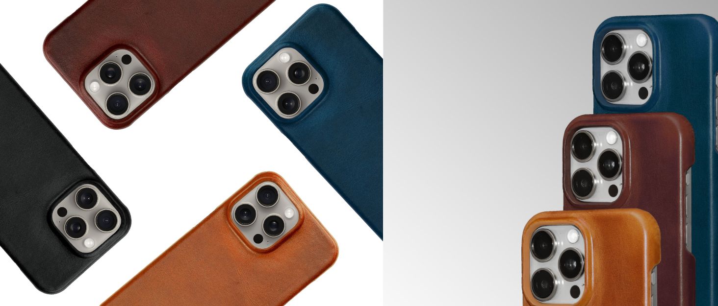 Amazon.com: DEERHANDMADE Premium Full Grain Leather Phone Case Compatible with Apple iPhone 15 ...