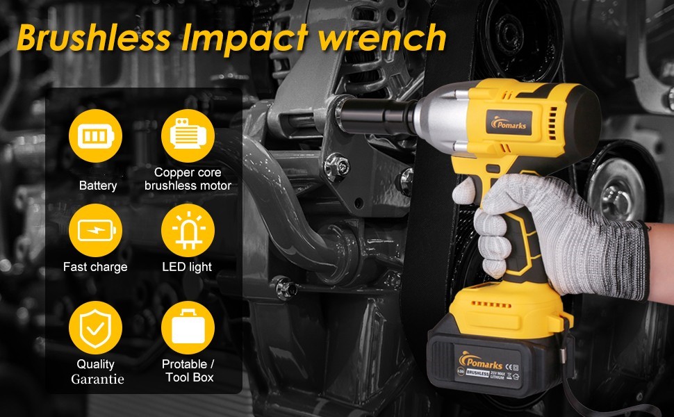 21V Cordless Impact Wrench Set with 1/2 Inch Impact Drill and a Maximum Torque of 516 ft lbs ...