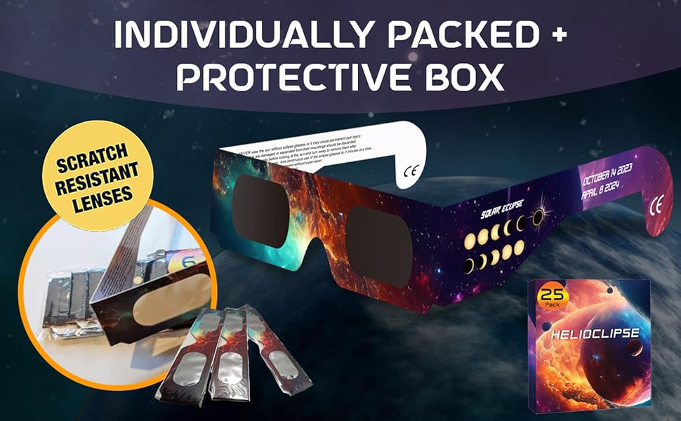 Helioclipse 25 Pack Solar Eclipse Glasses 2024 - Trusted for Direct ...