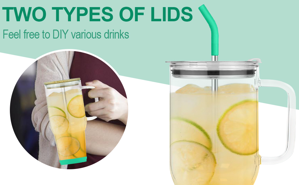 Amazon.com | AiHeart 32 oz Glass Tumbler with Straw and Bamboo Lid ...