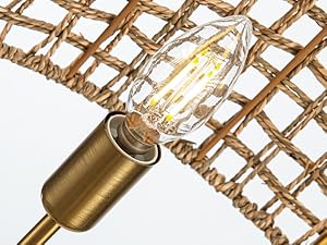ElesiLuce Boho Rattan Gold Chandelier Light Fixture Vintage 6-Lights ...