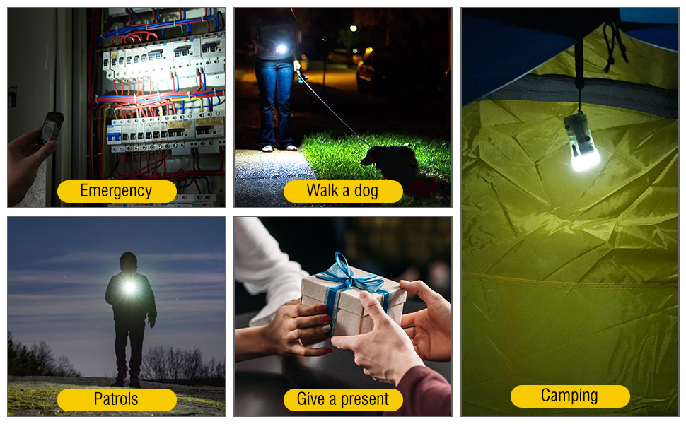 BORUiT V20 Small Powerful Pocket Flashlight,180°Head Swivels with Cob Side Light and Atmosphere ...