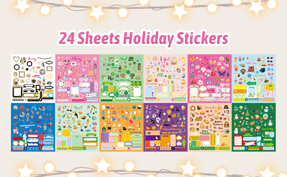 Amazon.com: Fancy Land 24 Sheets Holiday Stickers Seasons Assortment ...