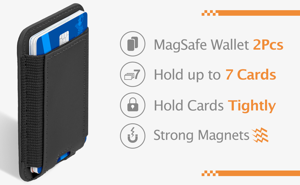 Amazon.com: Magnetic Wallet Card Holder Compatible with Apple MagSafe Wallet, 2 Pack Leather ...