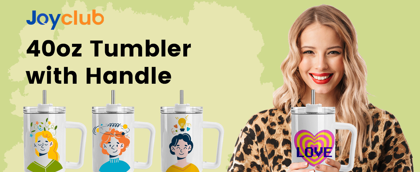 Amazon.com: Joyclub 4 Pack 40oz Sublimation Tumbler with Handle Insulated Large Tumbler Bulk ...