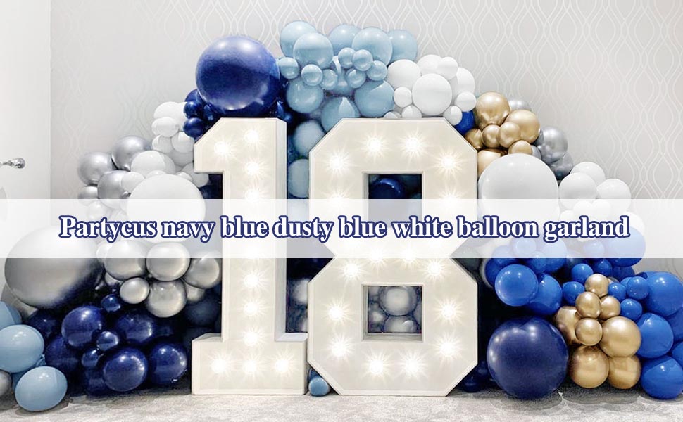 Amazon.com: Navy Blue White Balloon Garland Kit - Double Stuffed Dusty Blue Royal Blue White ...