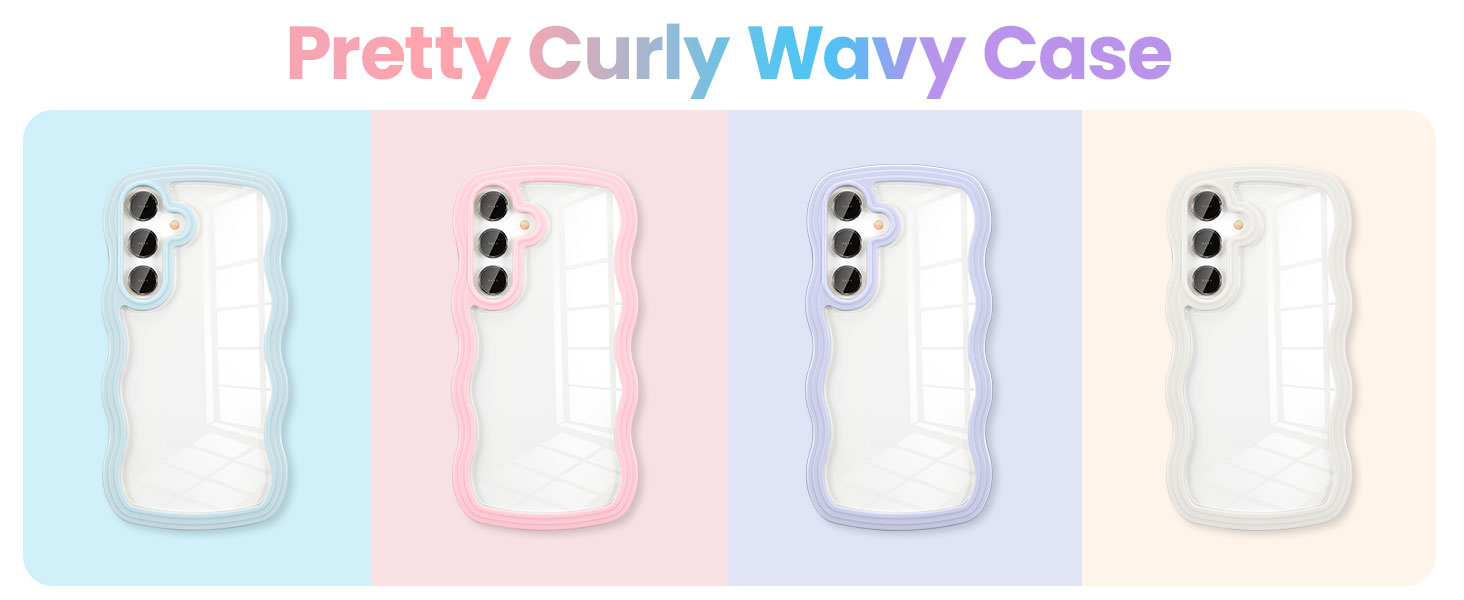 Amazon.com: UEEBAI Wave Frame Clear Case for Samsung Galaxy A15 4G/5G Curly Clear Phone Case ...