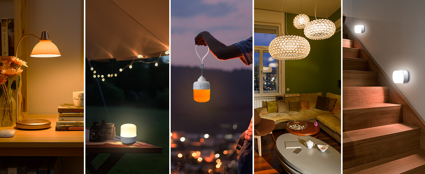 Joyes USB-C Rechargeable Lamp – 2 Pcs Battery Powered E14 Bulb with ...