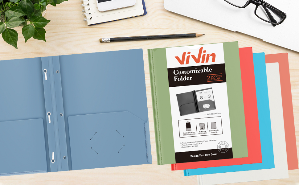 Amazon.com : ViVin 10-Pack Plastic Folders with Clear Front Pocket, Heavyweight Poly Pocket ...