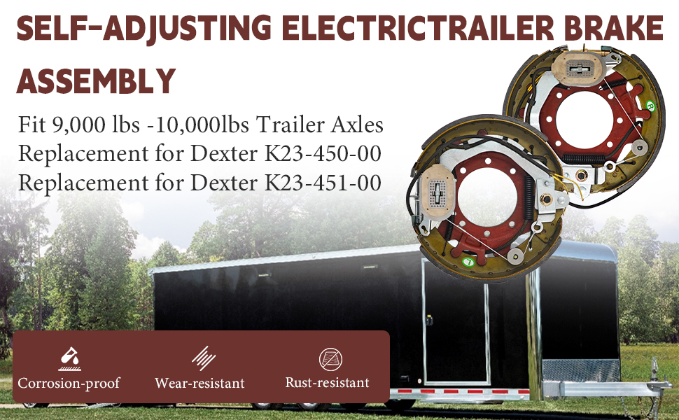Amazon.com: 12-1/4" x 3-3/8" Trailer Brake Assembly K23-450-00 K23-451-00 Electric Brake ...