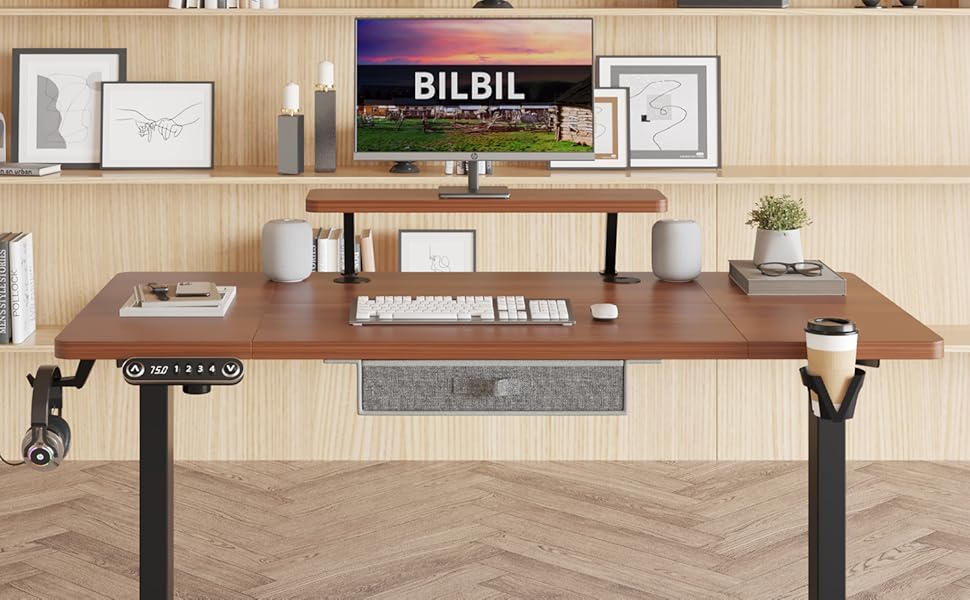 Amazon.com: bilbil Electric Standing Desk with Drawer, 55x30 Inches Adjustable Height Sit Stand ...
