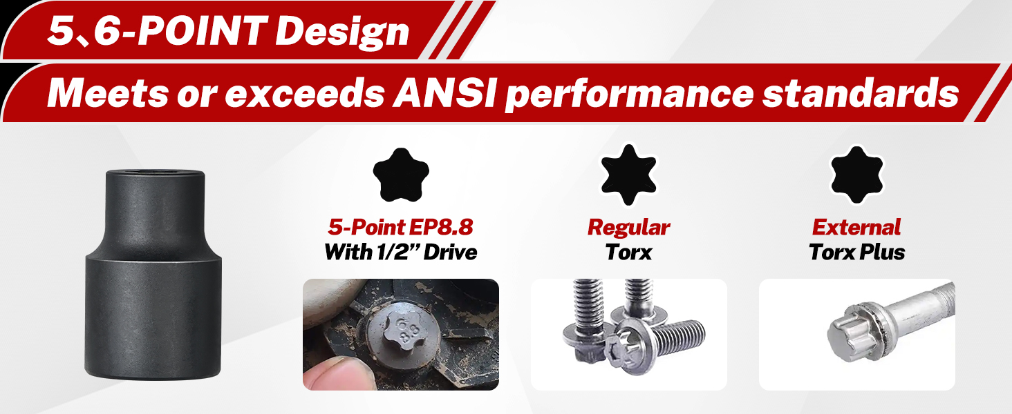 Bilitools External Torx Plus Socket Set 6 Point Ep Socket Ep4 Ep8 Ep10 12 Ep14 Ep16 Ep18