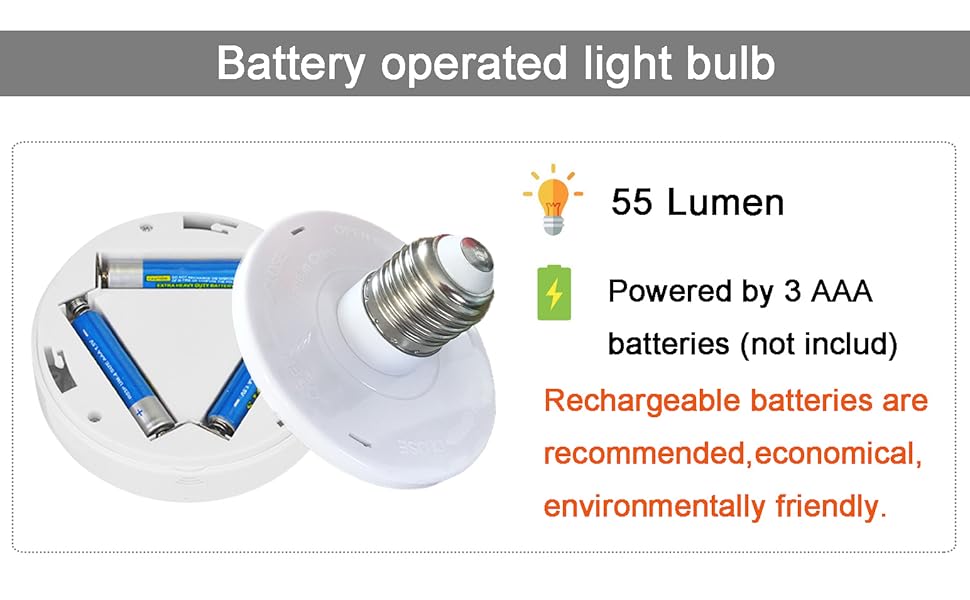 2 Pack 55 Lumens Battery Operated Light Bulbs with Remote for Non ...
