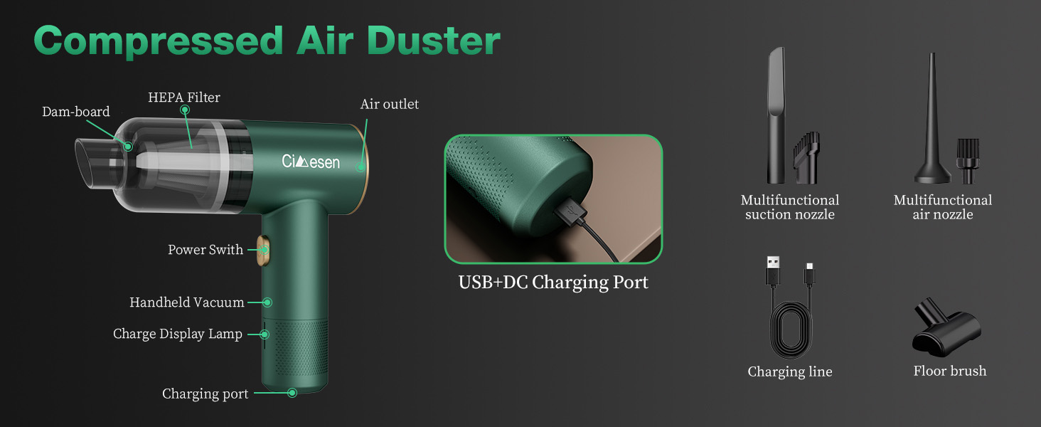 Amazon.com - Cimesen Car Vacuum Portable 4 in 1 Vacuum Cleaner 12000Pa Mini Handheld Vacuum ...